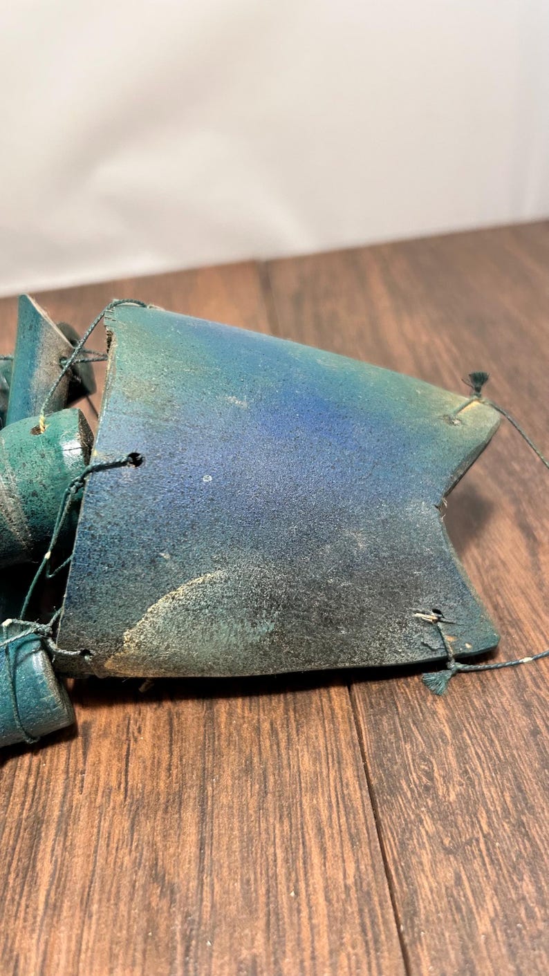 Green Painted Fish Bamboo Wood Wind Chime 21” Inches Vintage - Etsy