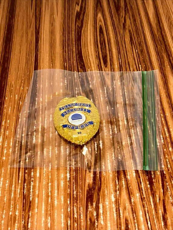 Vintage Obsolete Trans-West Security Badge Gold Plate… - Gem