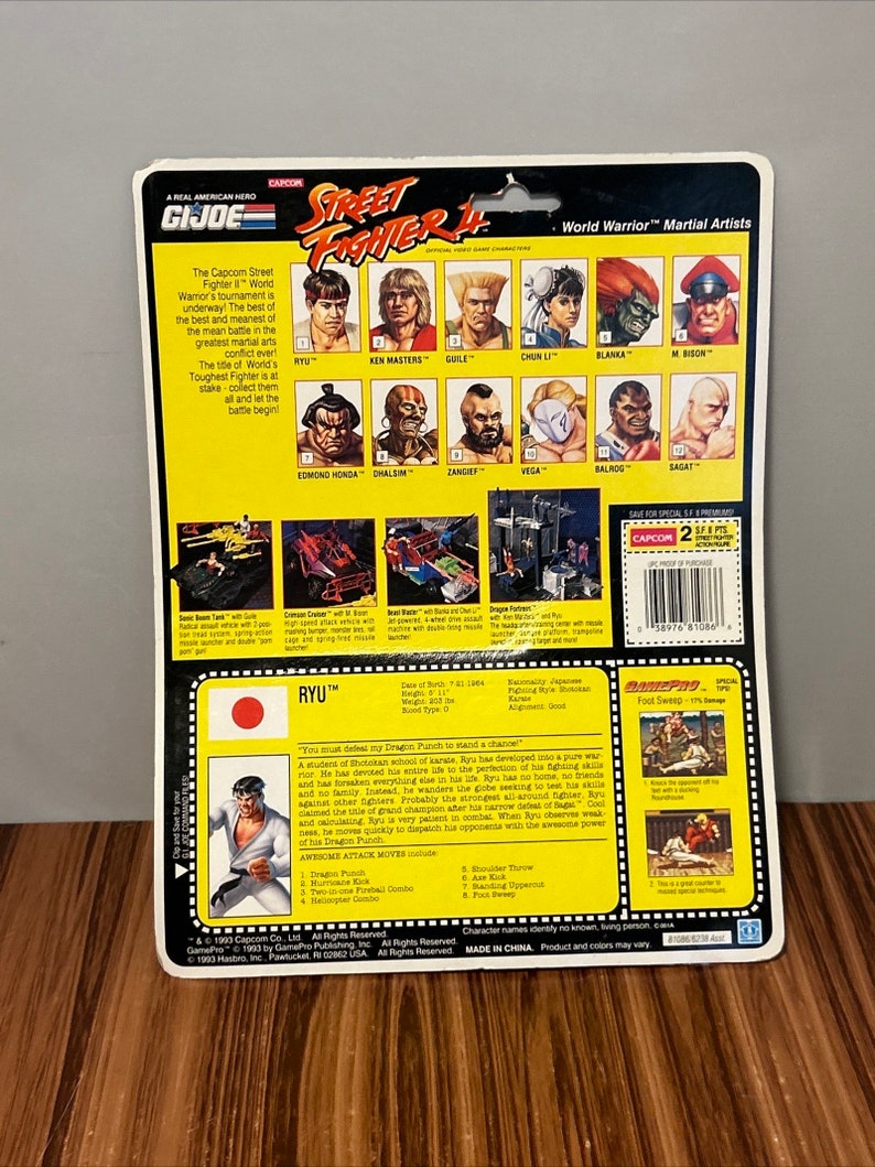 Hasbro G.I. Joe Ryu Street Fighter II 2 Action Figure Capcom Vintage 1993 - Etsy