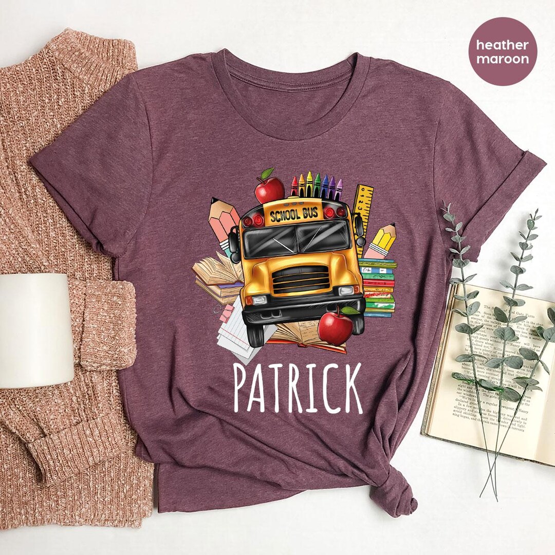 Custom Name School Bus Shirt, Custom Bus Graphic Tees, Custom Students ...