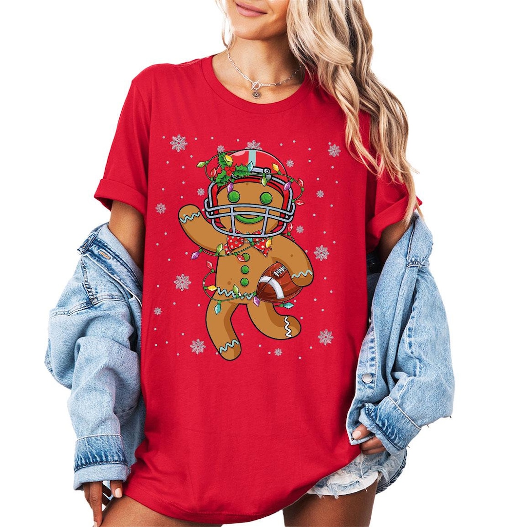 Christmas Gingerbread Football Shirt, Cute Xmas Gingerbread Football ...