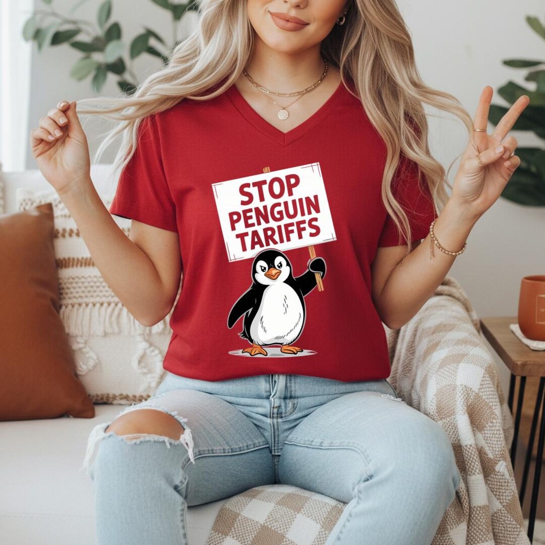 Trendy Meme Funny Penguin Protest Shirt - Stop Penguin Tariffs ...