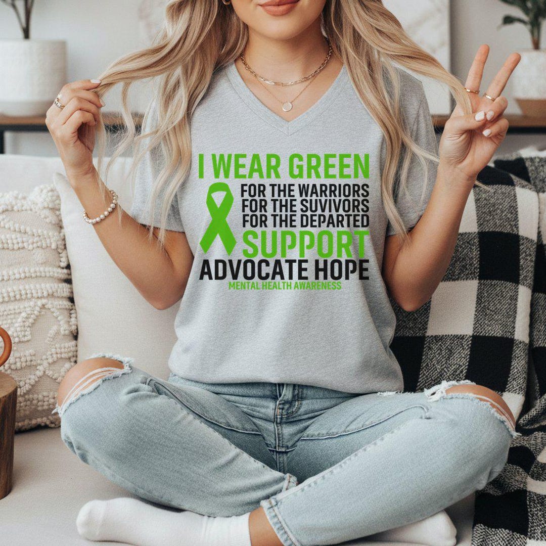 I Wear Green Mental Health Awareness Shirt, Mental Health Support Tee ...
