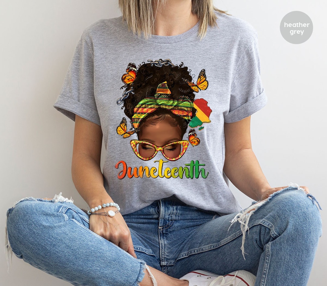 Afro Woman Tshirt, Juneteenth Clothing, Black Girl Gifts, Black History ...