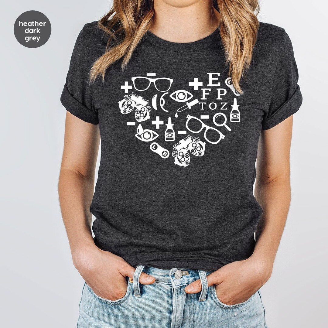 Optometry Heart Shirt, Optician Gifts, Optometry Graphic Tees, Gift for ...