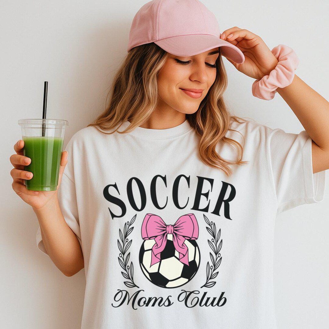 Soccer Moms Club Shirt, Pink Bow Football Graphic Tee, Game Day Outfit ...