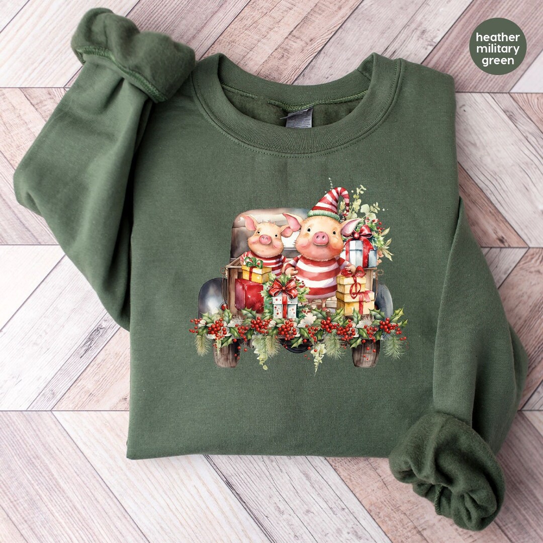 Funny Christmas Pig Hoodies Christmas Sweatshirt Merry - Etsy