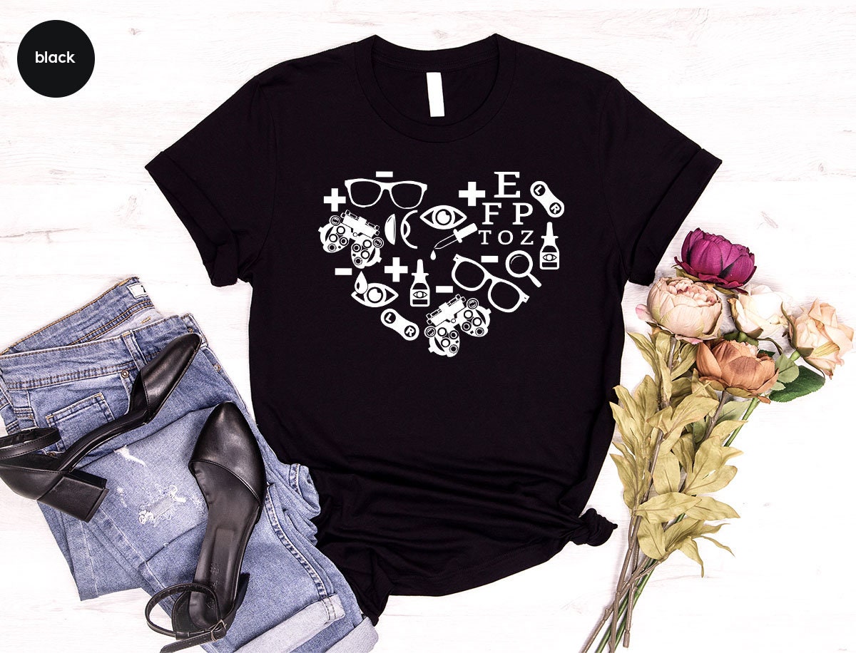 Optometry Heart Shirt, Optician Gifts, Optometry Graphic Tees, Gift for ...