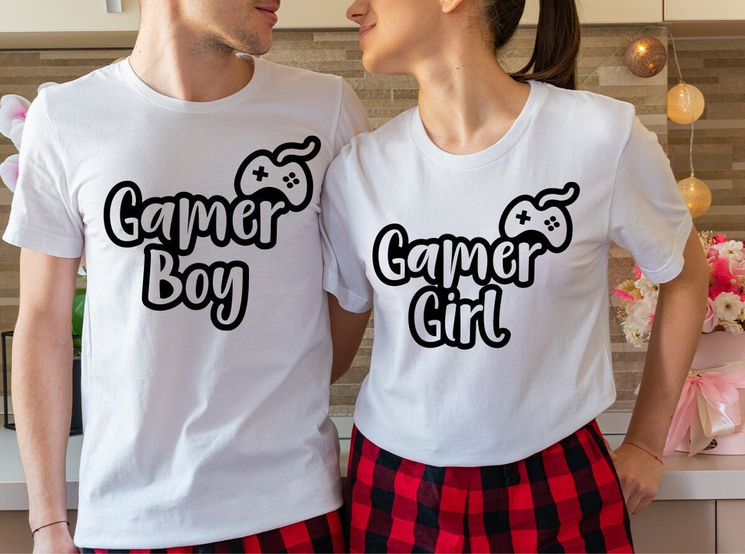Gamer Couple Shirt, Gamer Boy T Shirt, Gamer Girl T-shirt, Gifts for ...