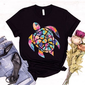 Trendy Turtle Shirt, Sea Turtle Graphic Tees, Sea Animals Gifts, Oceans ...