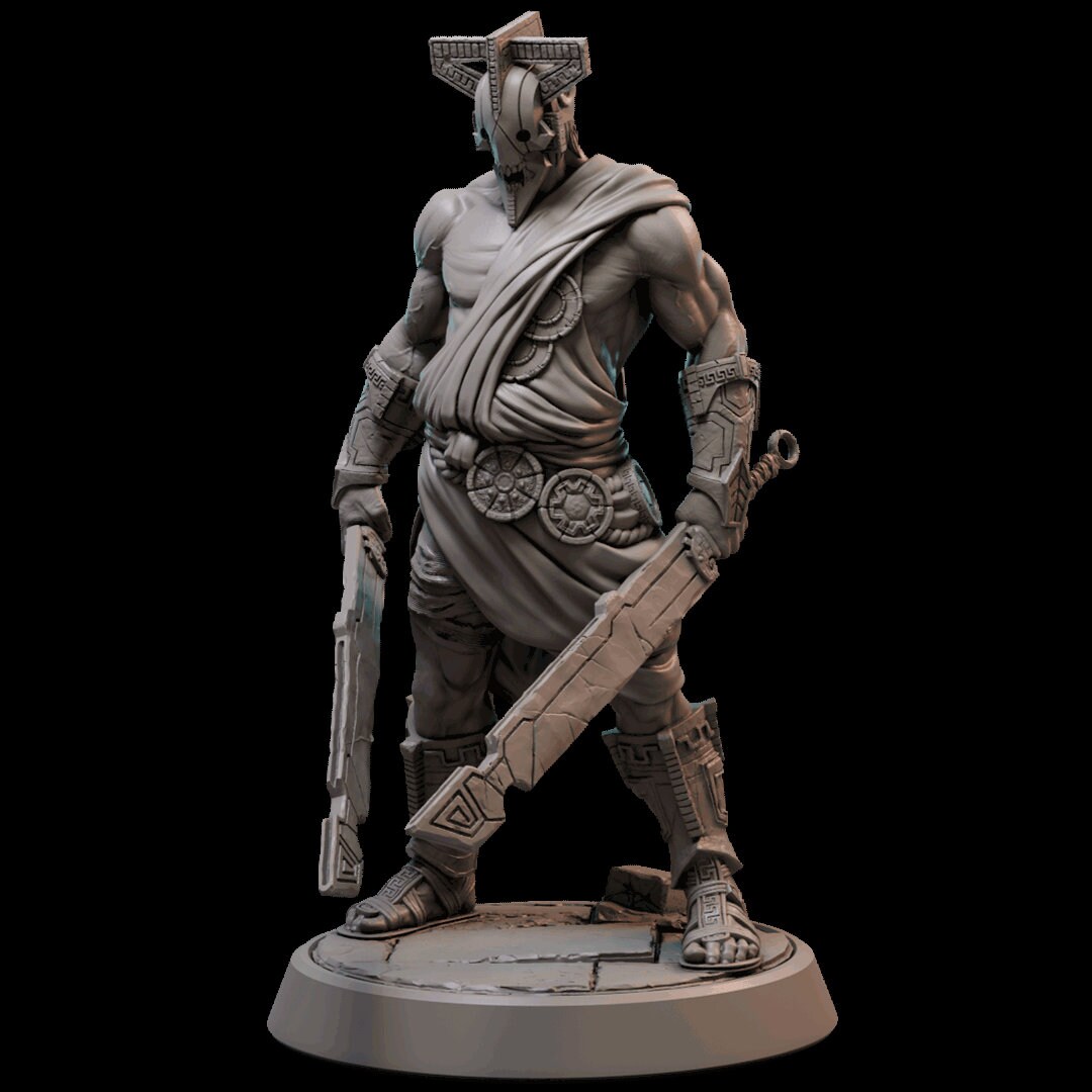 32mm/75mm Masked Gladiator Miniature for Gaming, Painting or Display ...