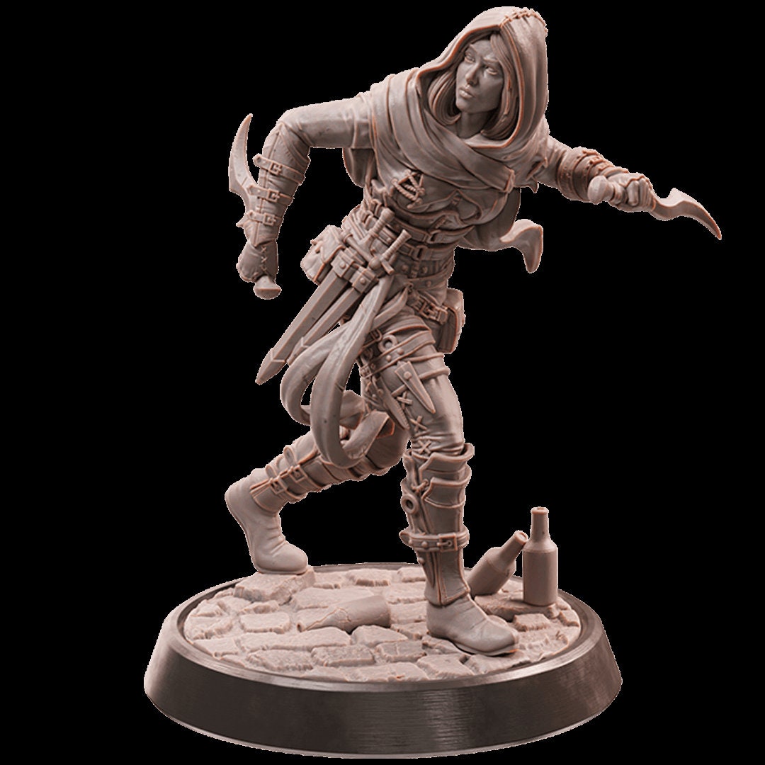 32mm/75mm Female Assassin Miniature for Gaming, Painting or Display - Etsy
