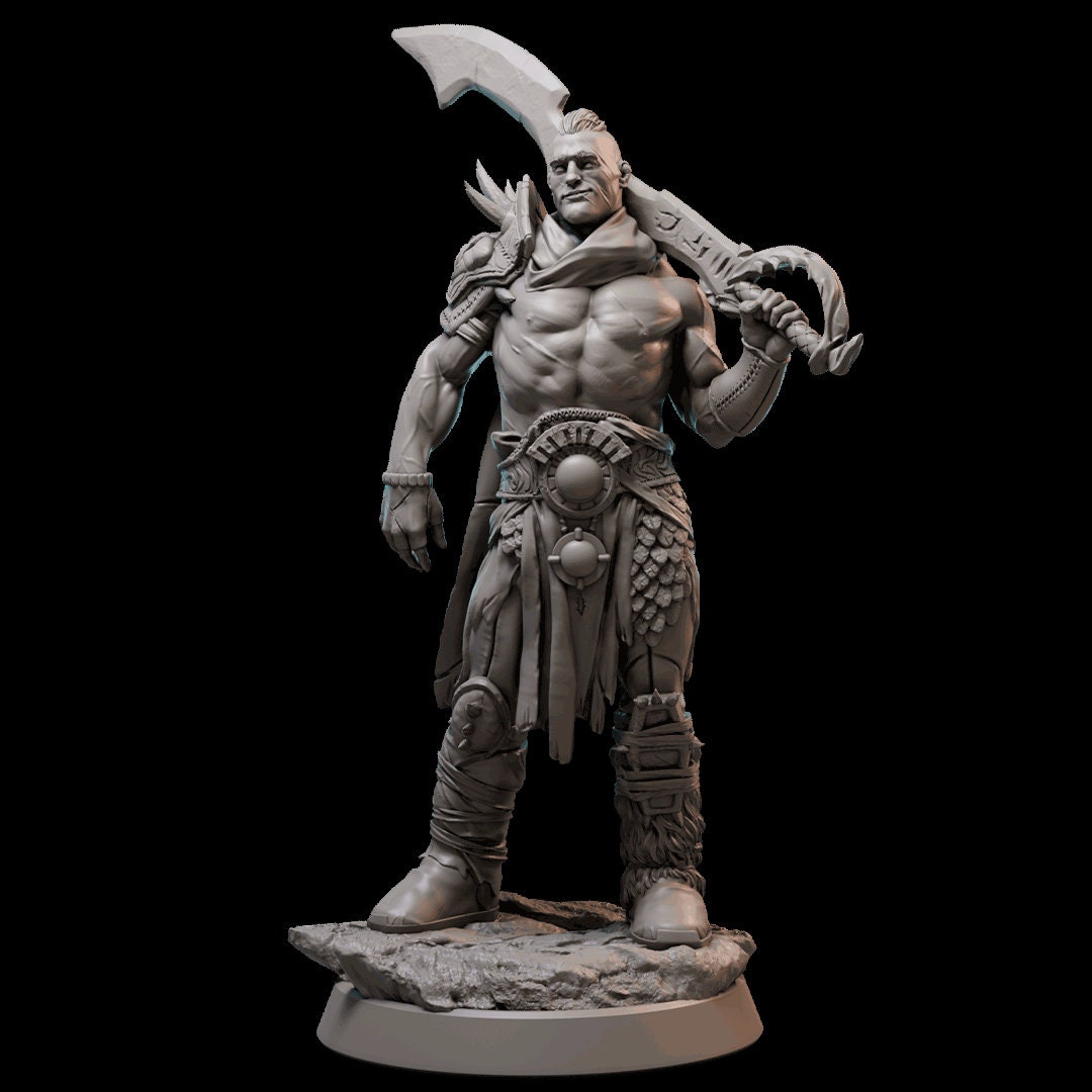 32mm/75mm Half Giant Barbarian Miniature for Gaming, Painting or ...