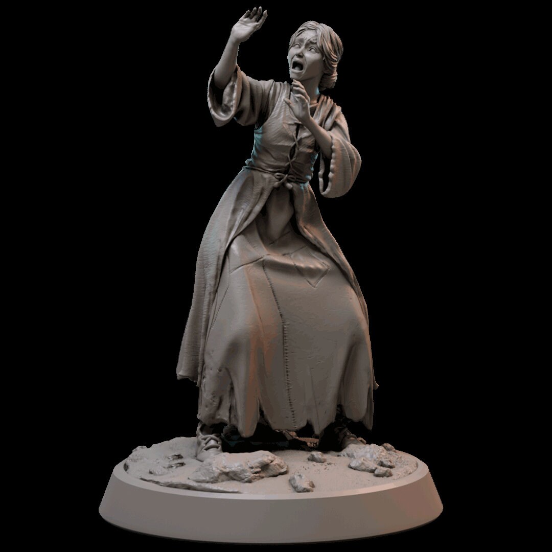 32mm/75mm Terrified Woman Miniature for Gaming, Painting or Display ...