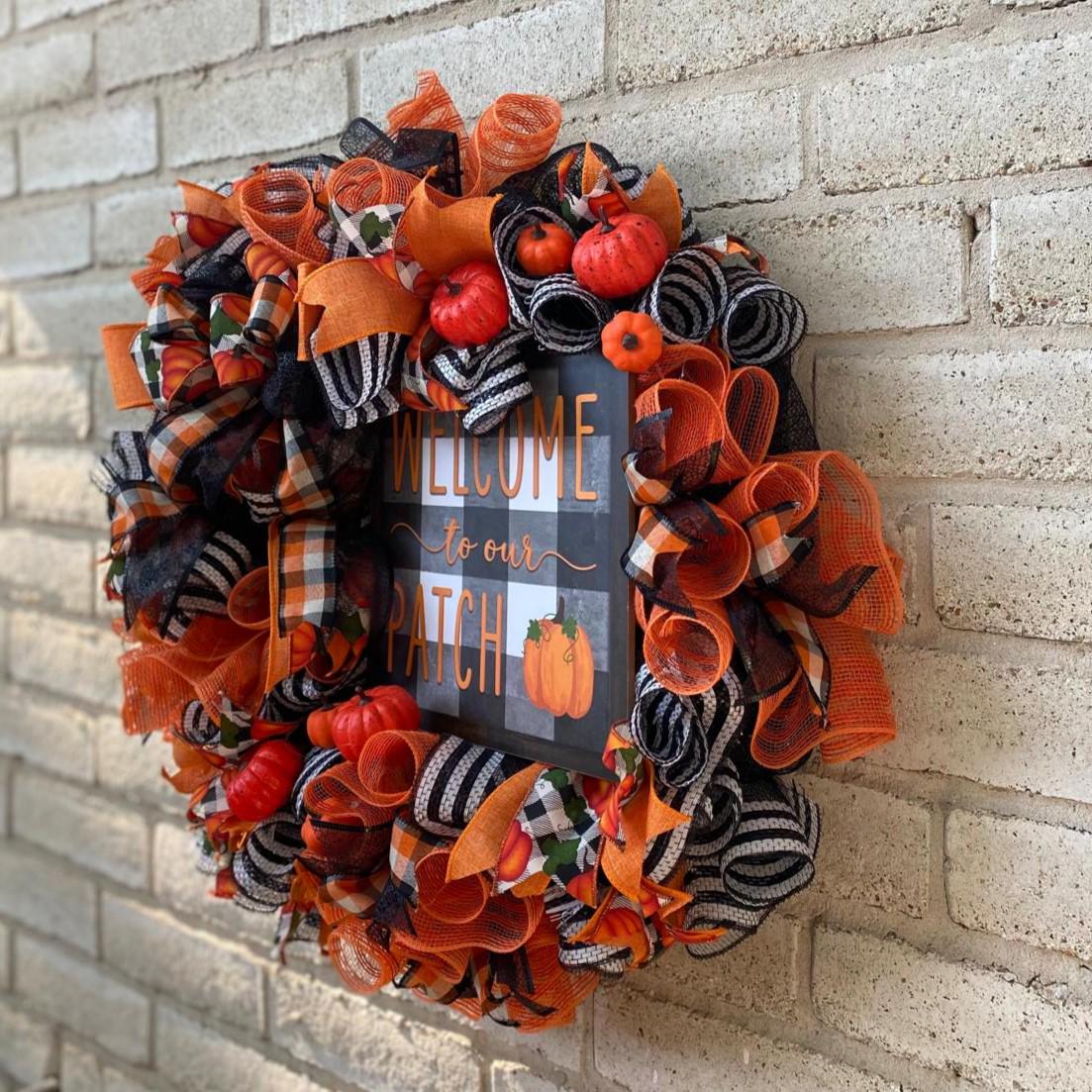 Light up Fall Wreath Halloween Wreath Pumpkin Wreath Classic Fall ...