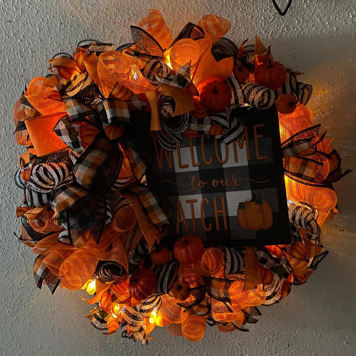 Light up Fall Wreath Halloween Wreath Pumpkin Wreath Classic Fall ...