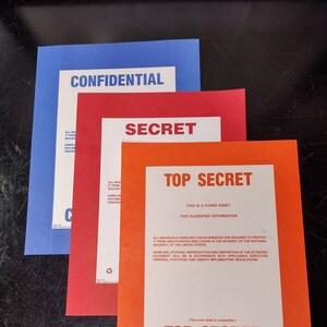 3x US Government Top Secret Document Cover Sheets FREE US Shipping - Etsy