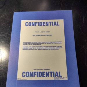 US Government Confidential Document Heavy Paper Cover Sheet Sign - Etsy