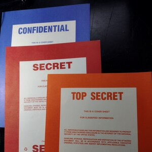 3x US Government Top Secret Document Cover Sheets FREE US Shipping - Etsy