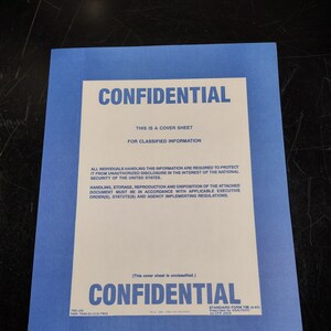 US Government Confidential Document Heavy Paper Cover Sheet Sign - Etsy