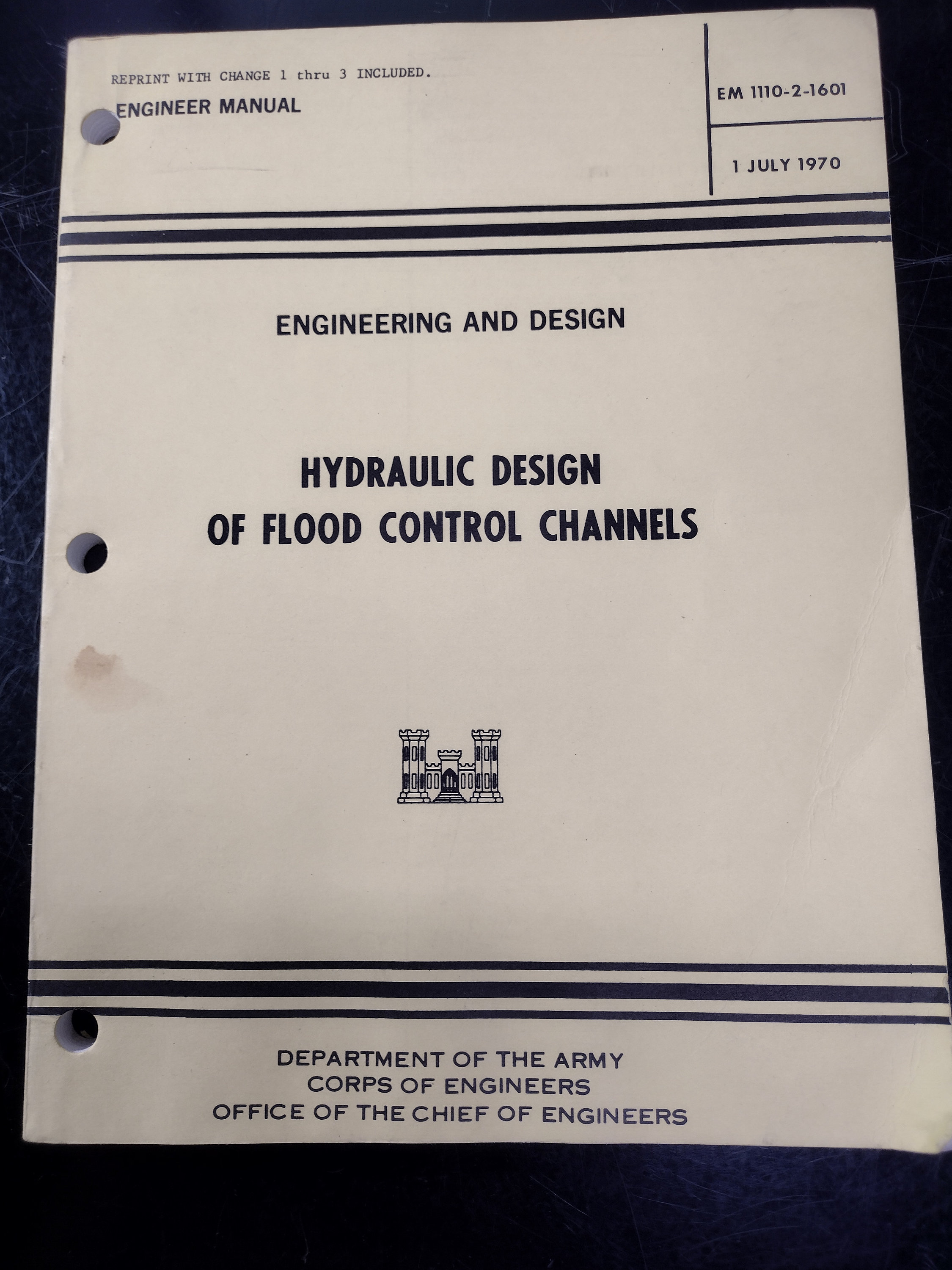 Hydraulic Design of Flood Control Channels Field Manual 1 July 1970 EM-1110-2-1601 - Etsy