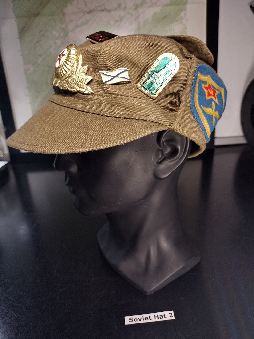 Soviet Russian Military Hat With Pins and Patches size 56 Soviet ...