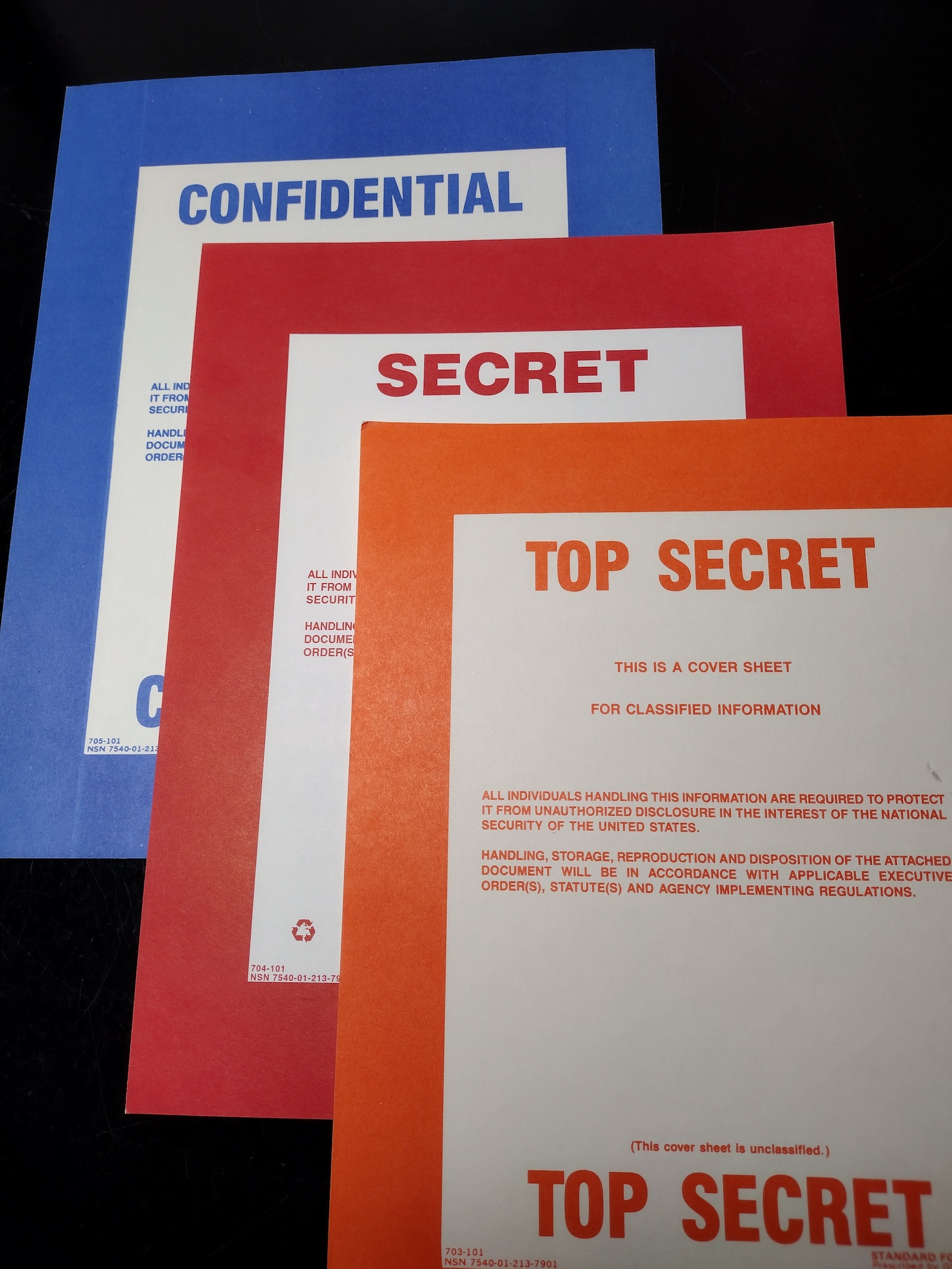 3x US Government Top Secret Document Cover Sheets FREE US Shipping - Etsy