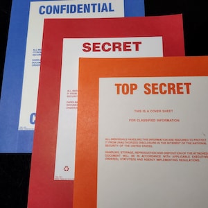 3x US Government Top Secret Document Cover Sheets FREE US Shipping - Etsy