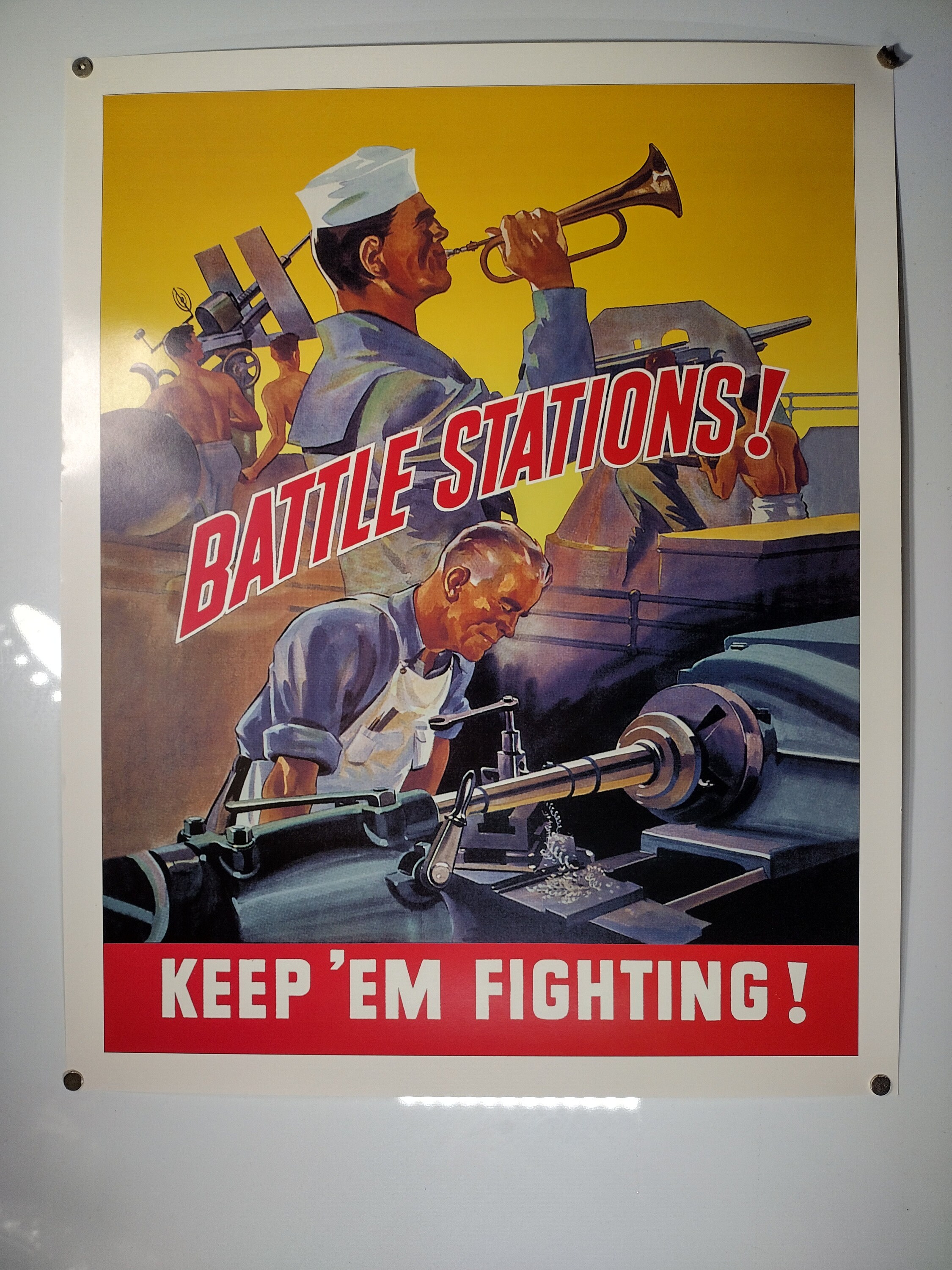 WW2 Poster battle Stations Keep 'em Fighting FREE US Shipping - Etsy