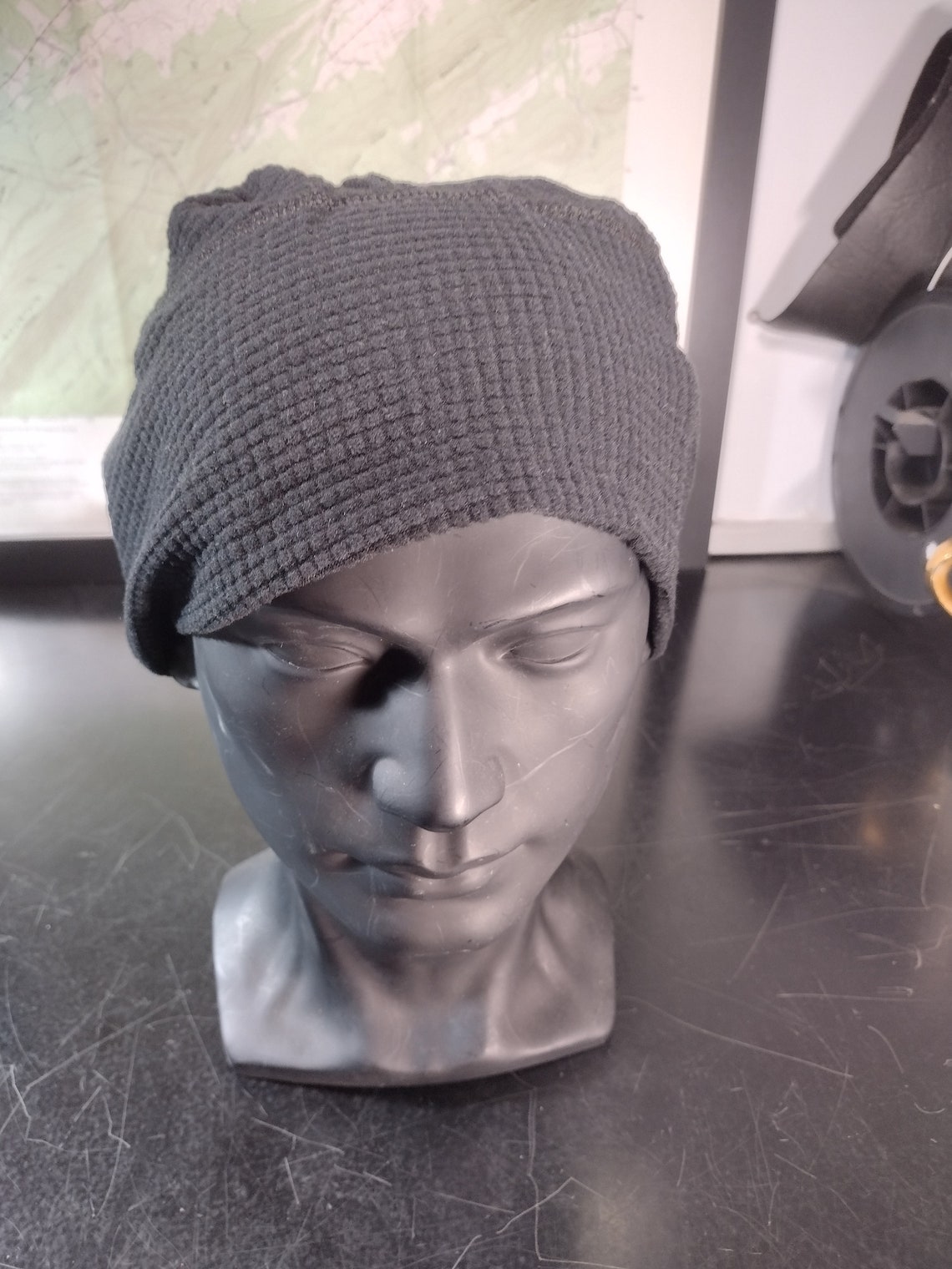 Black Fleece Hat/cap Waffle Style FREE US Shipping - Etsy