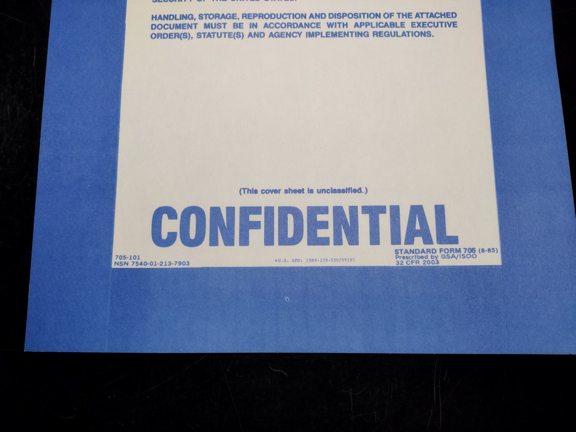 US Government Confidential Document Heavy Paper Cover Sheet - Etsy