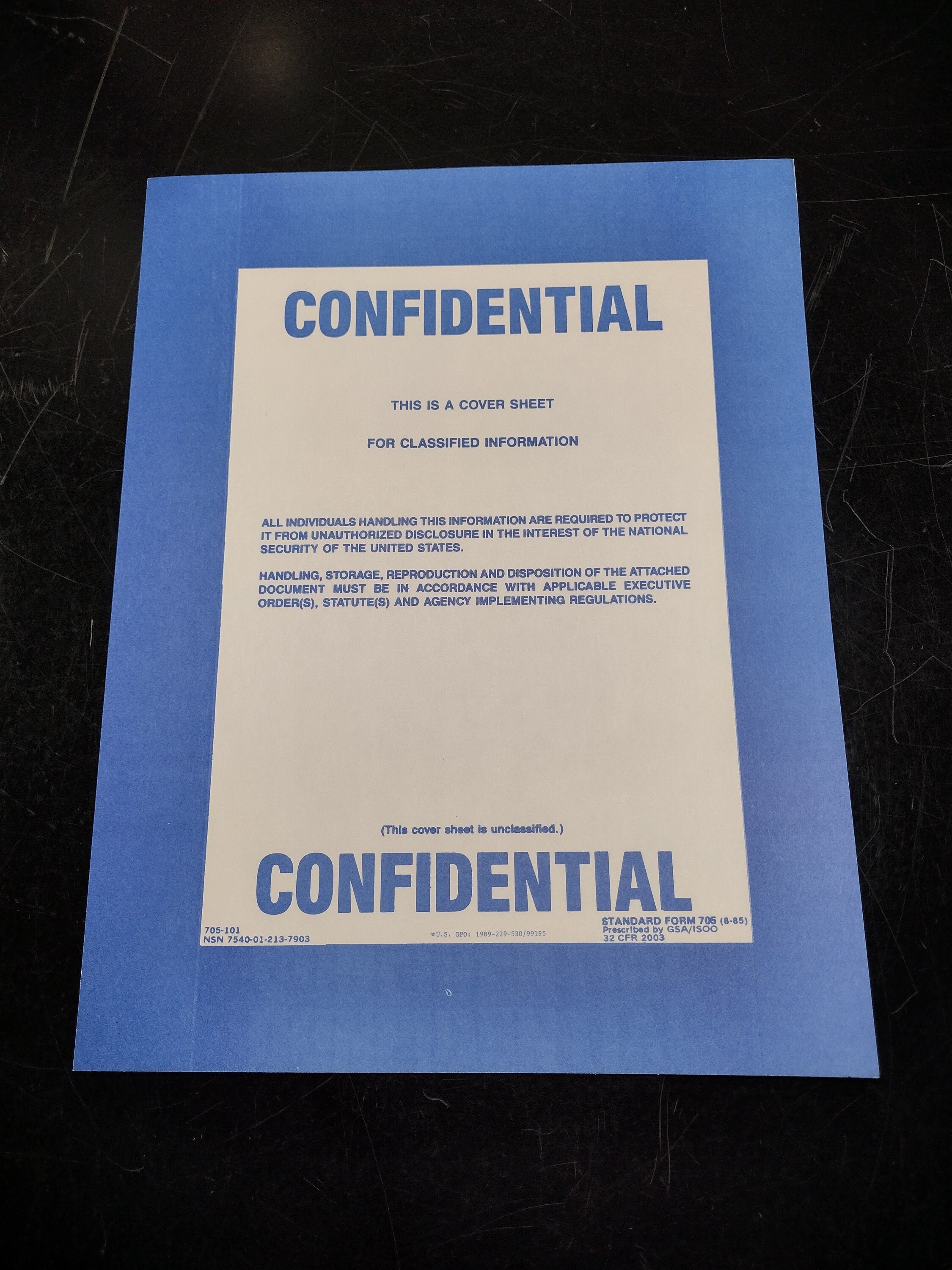US Government Confidential Document Heavy Paper Cover Sheet - Etsy