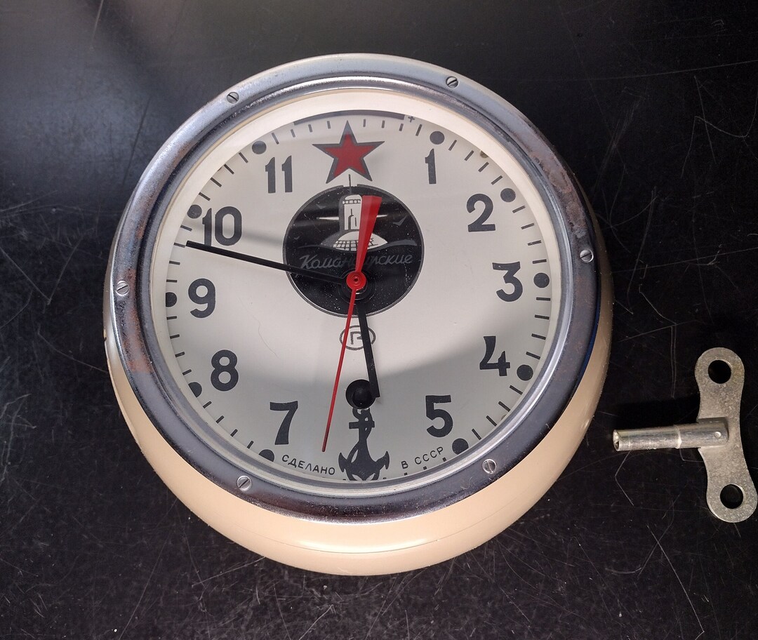 Working Vintage Soviet Russian Submarine Clock Vostok 5-CHM Clock FREE ...
