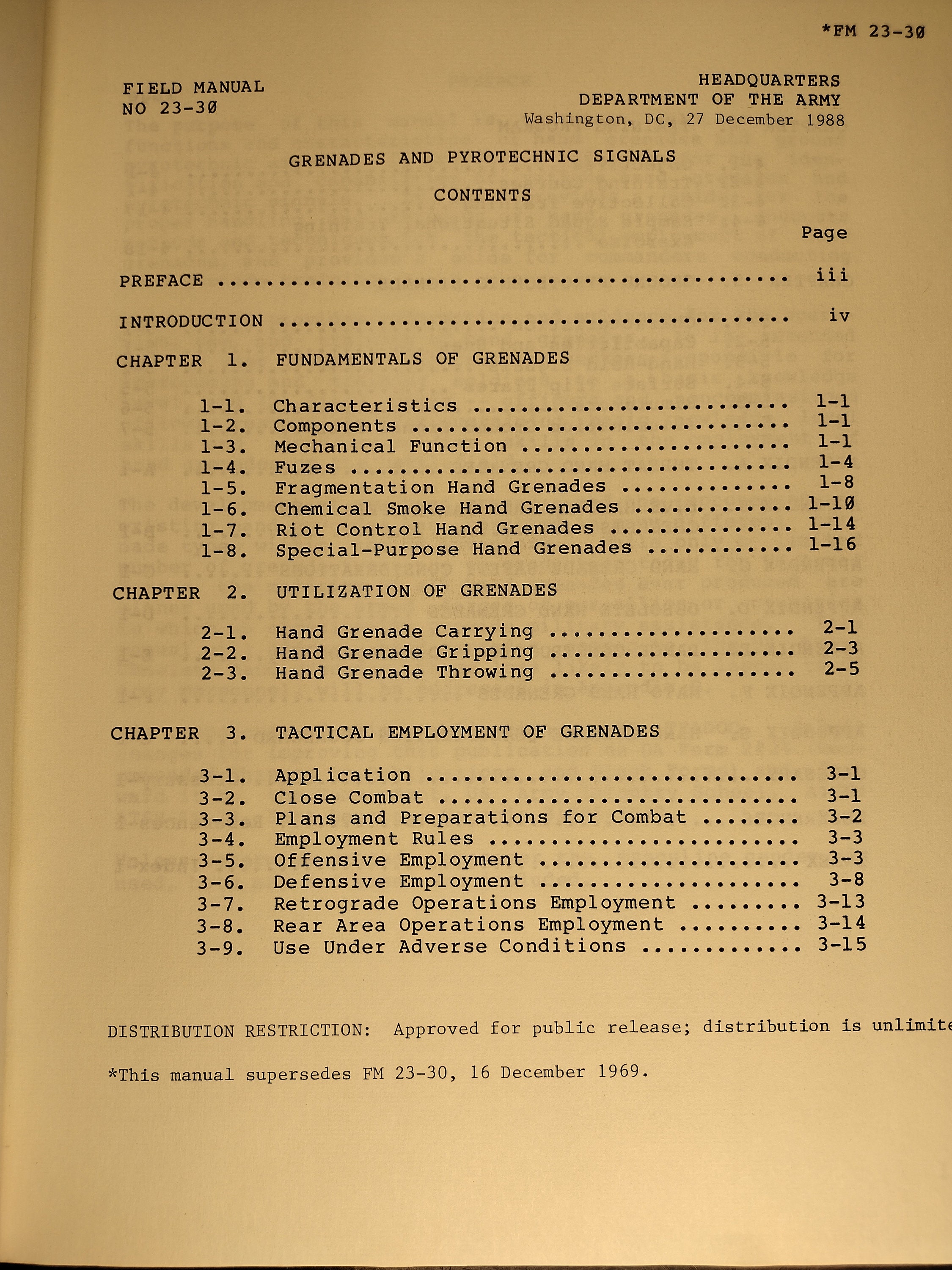 US Army Grenades and Pyrotechnic Signals Vintage Field Manual 1988 FM ...