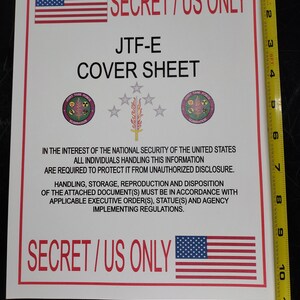 US Government Secret National Security Document Heavy Paper Cover Sheet ...