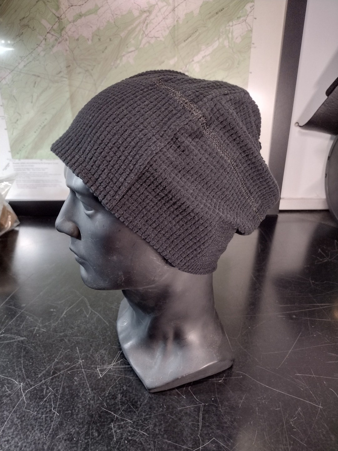 Black Fleece Hat/cap Waffle Style FREE US Shipping - Etsy