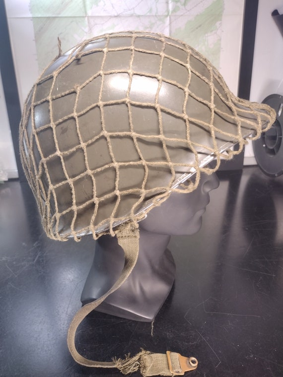 Genuine Military Steel Helmet With Netting Size Unkn Gem