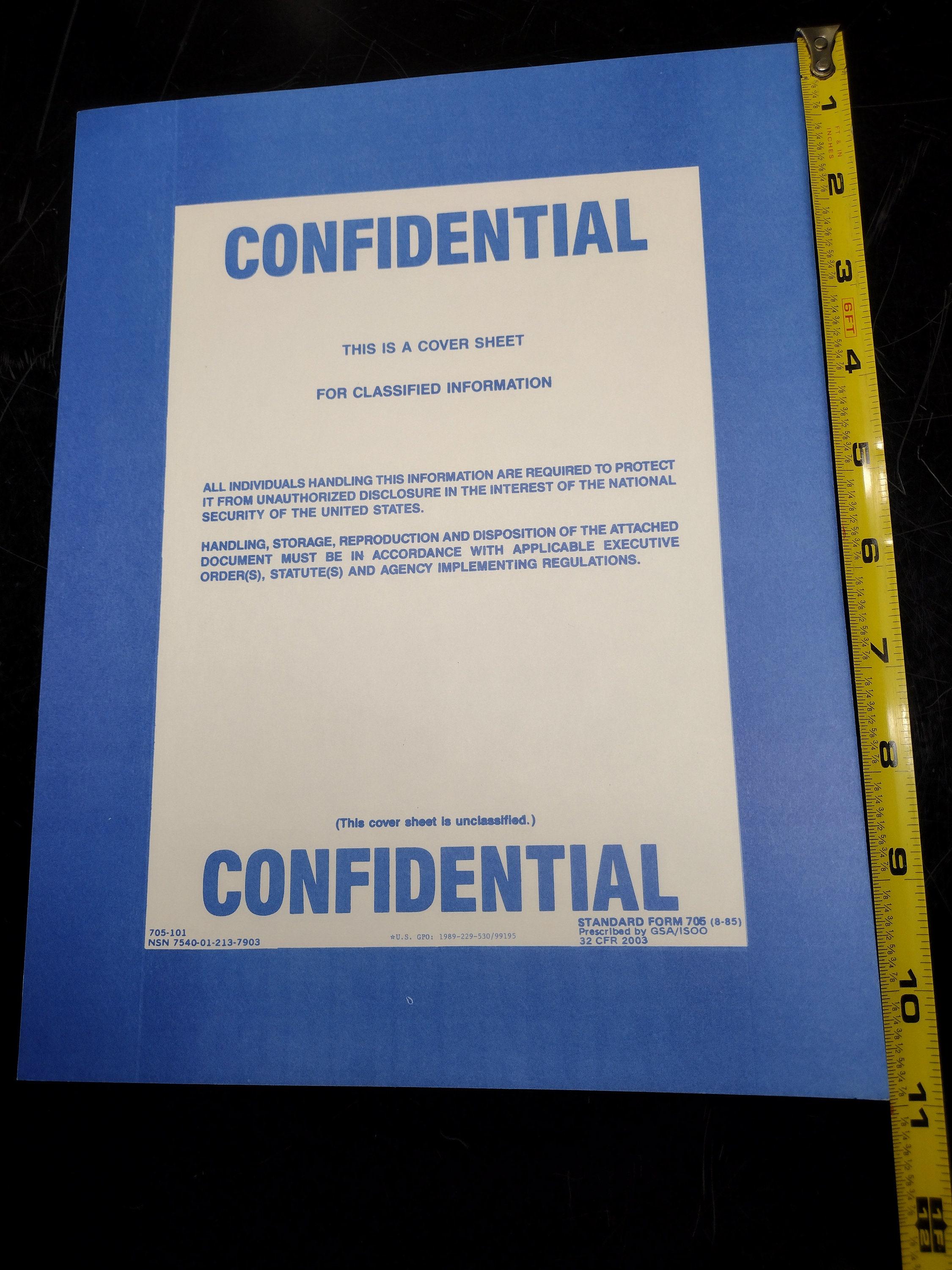 US Government Confidential Document Heavy Paper Cover Sheet Sign - Etsy