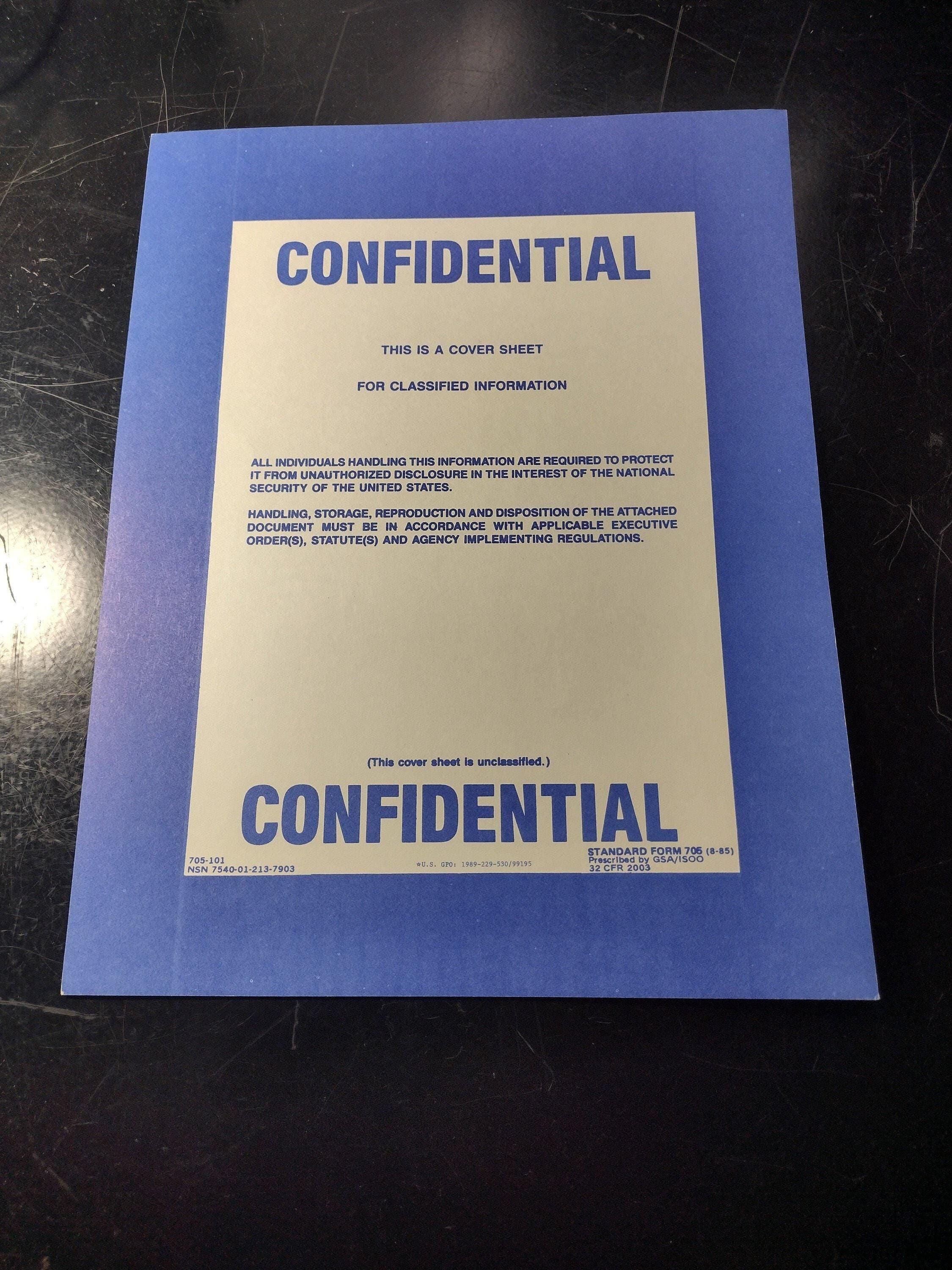 US Government Confidential Document Heavy Paper Cover Sheet Sign - Etsy