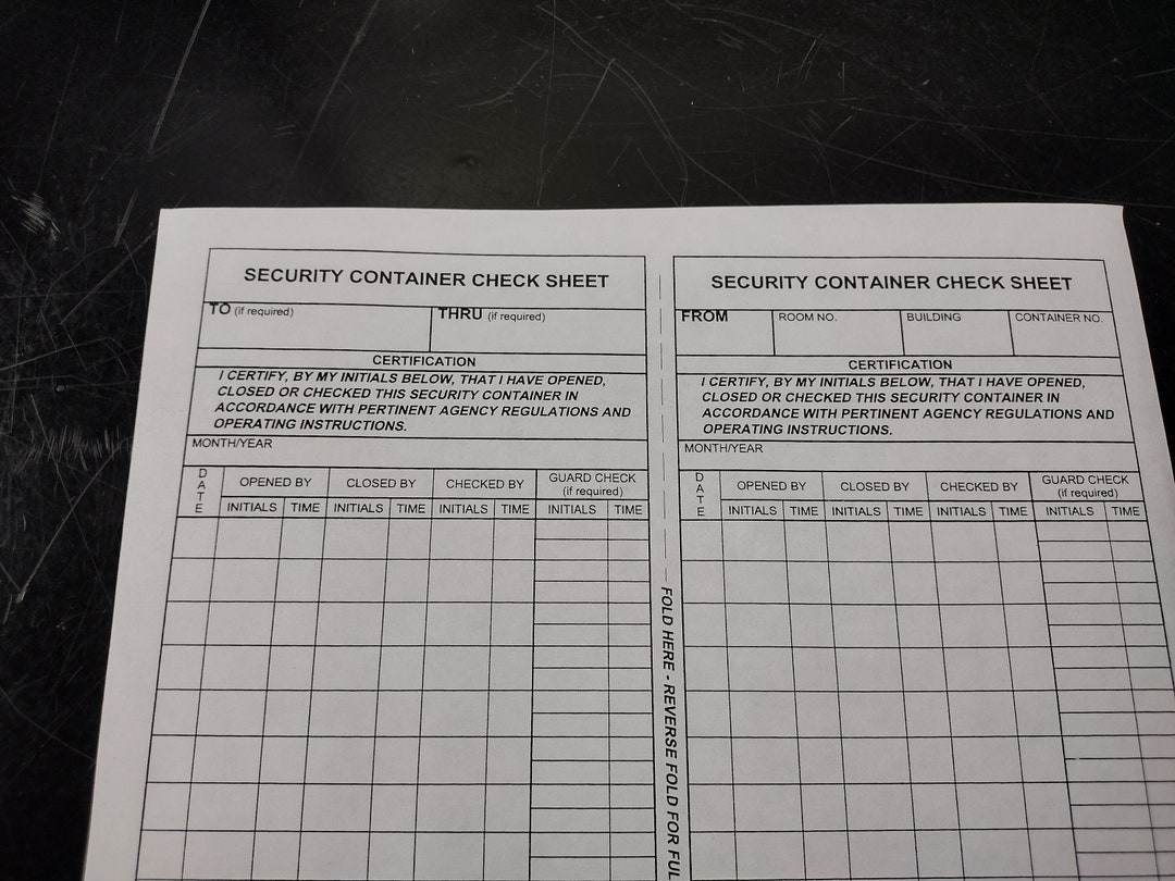 2x US Government Secret Document Container Check Sheet FREE US Shipping ...