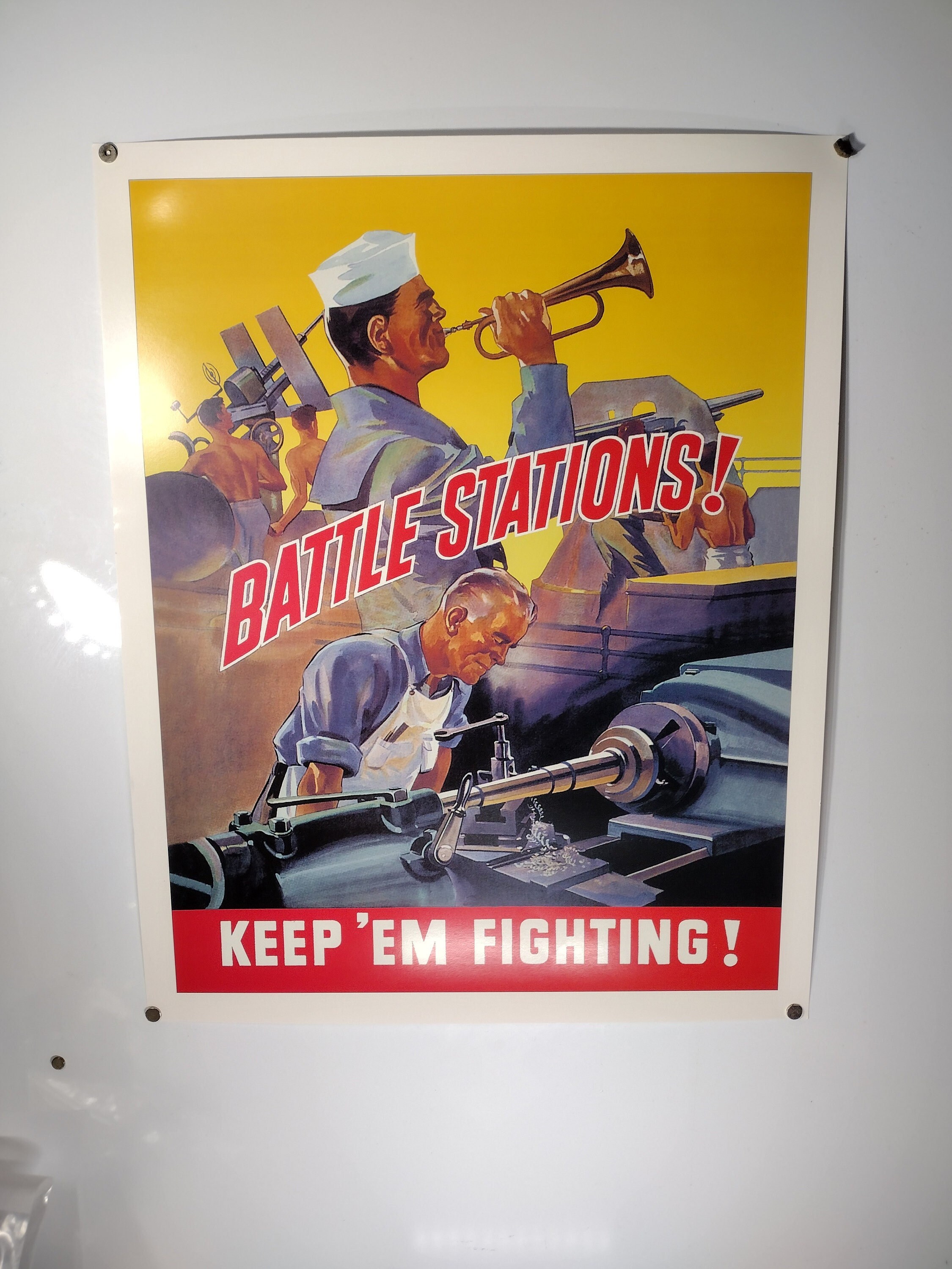 WW2 Poster battle Stations Keep 'em Fighting FREE US Shipping - Etsy
