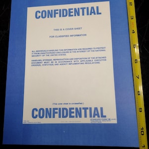 US Government Confidential Document Heavy Paper Cover Sheet Sign - Etsy
