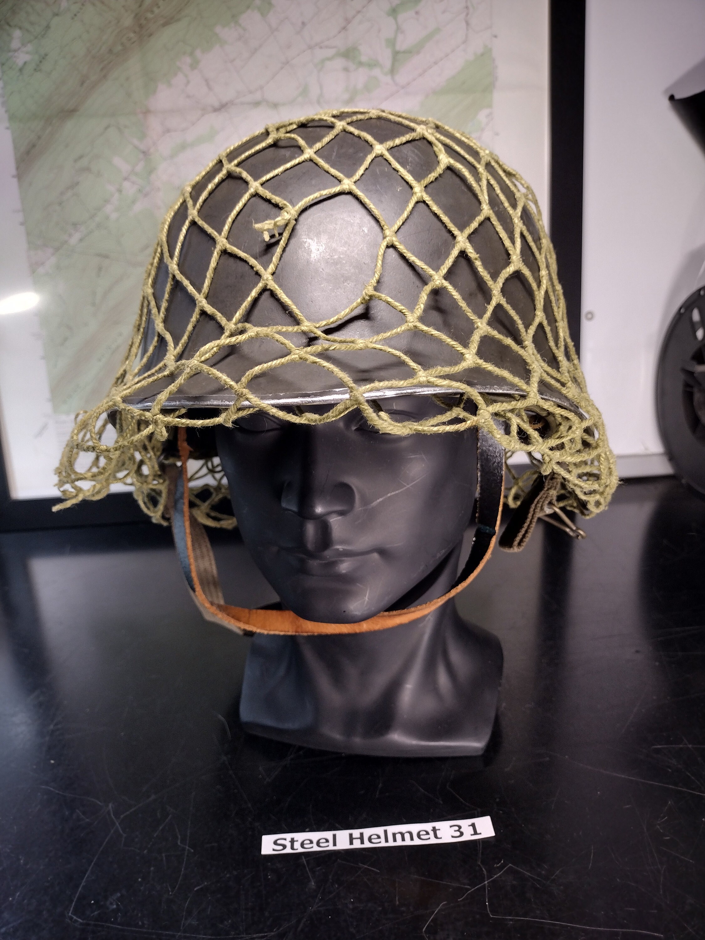 Military Steel Helmet With Liner & Netting size Unknown 56-58 FREE US ...