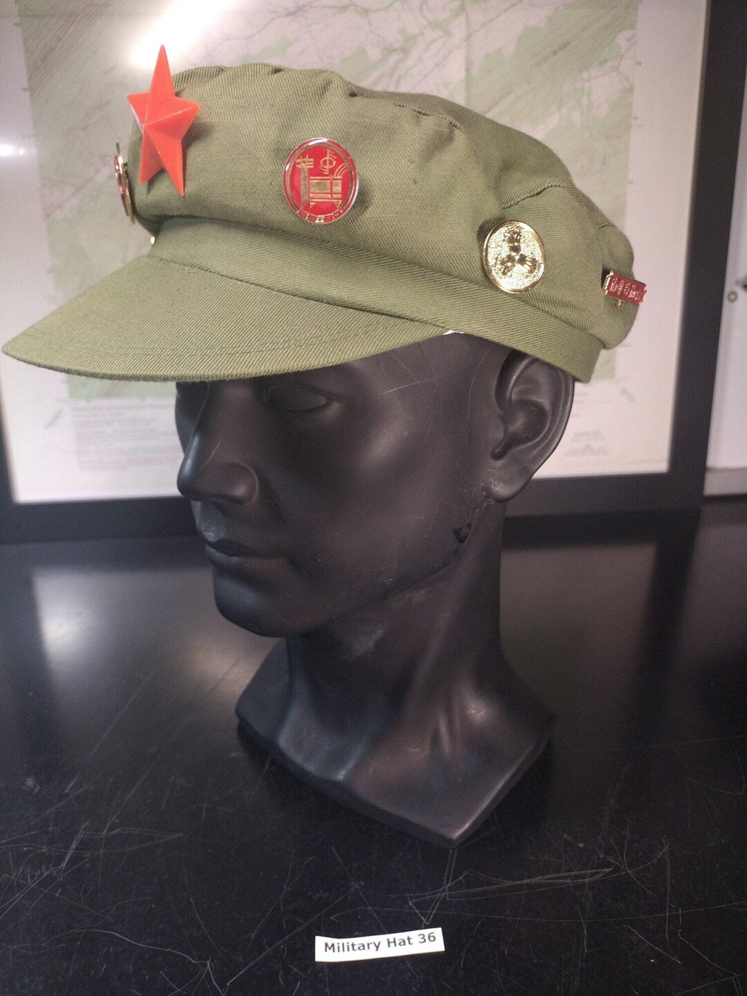 Chinese Army Hat With Pins (size: Unknown) | FREE US Shipping! - Etsy