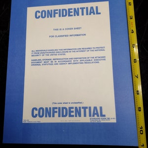 US Government Confidential Document Heavy Paper Cover Sheet Sign - Etsy