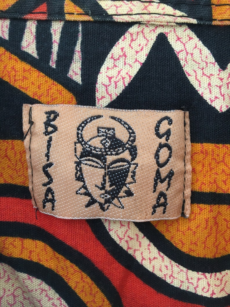 BISA GOMA Vintage Aussie Aboriginal Print Short Sleeve Collared Cotton ...