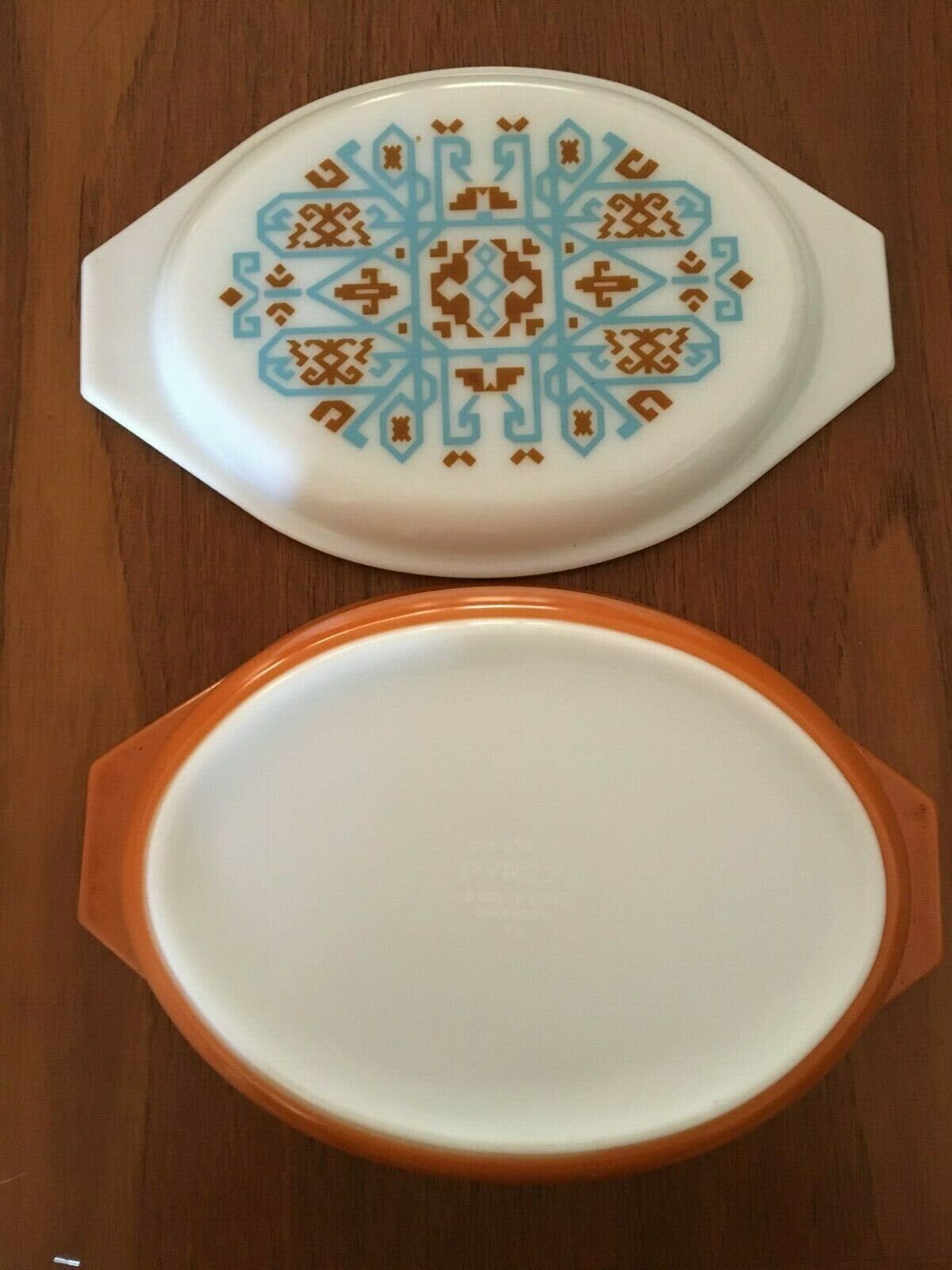 RARE VINTAGE PYREX 1971 Navjo Aztec 045 Promotional Lidded Oval ...