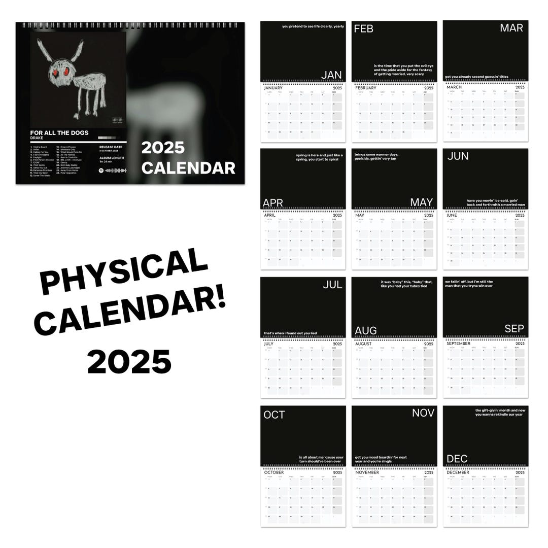 Drake 'slime You Out' 2025 Wall Calendar | Hip Hop Song-inspired ...