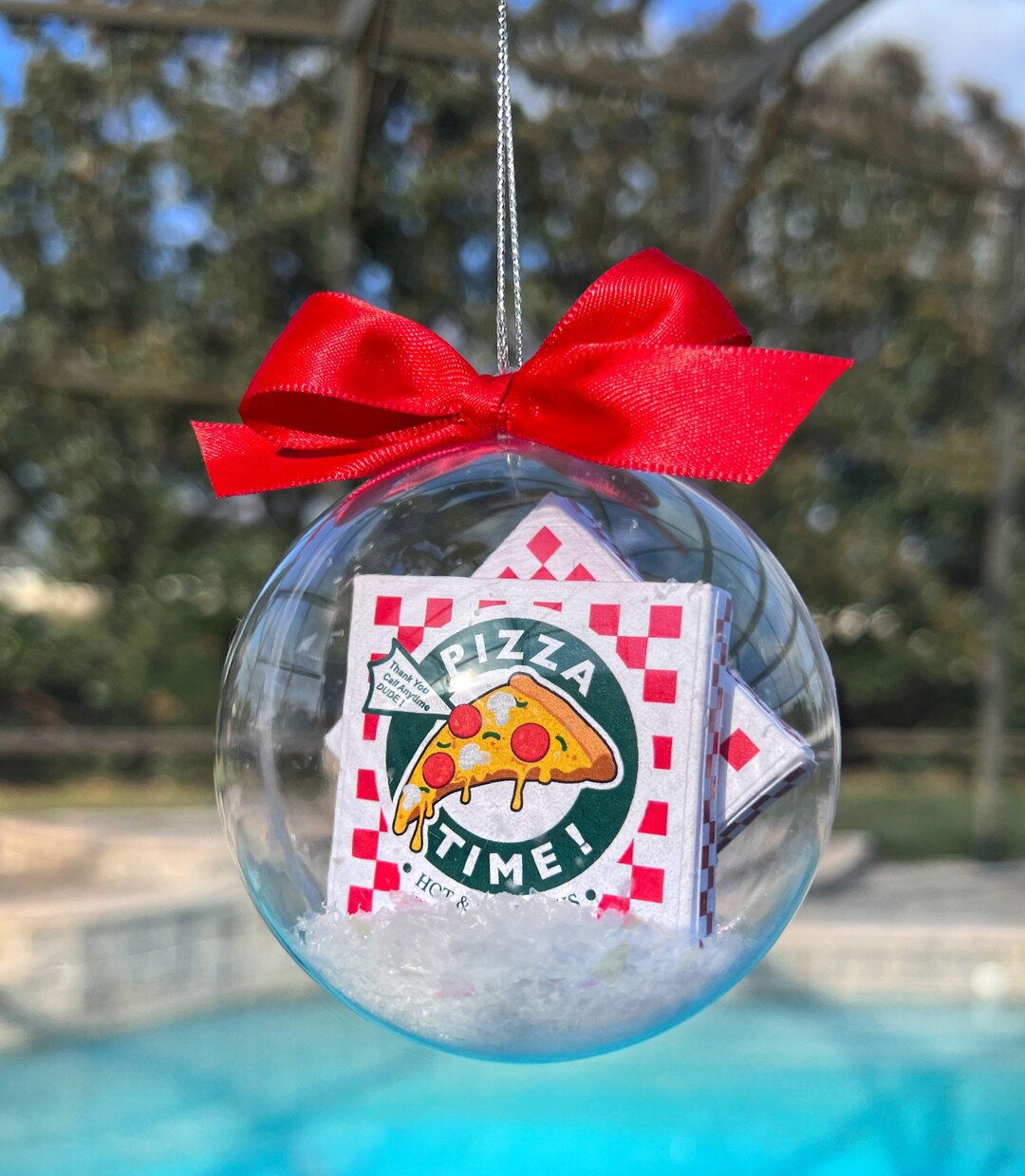 Pizza Ornament, Miniature Pizza Box Ornament, Funny Christmas Ornament ...