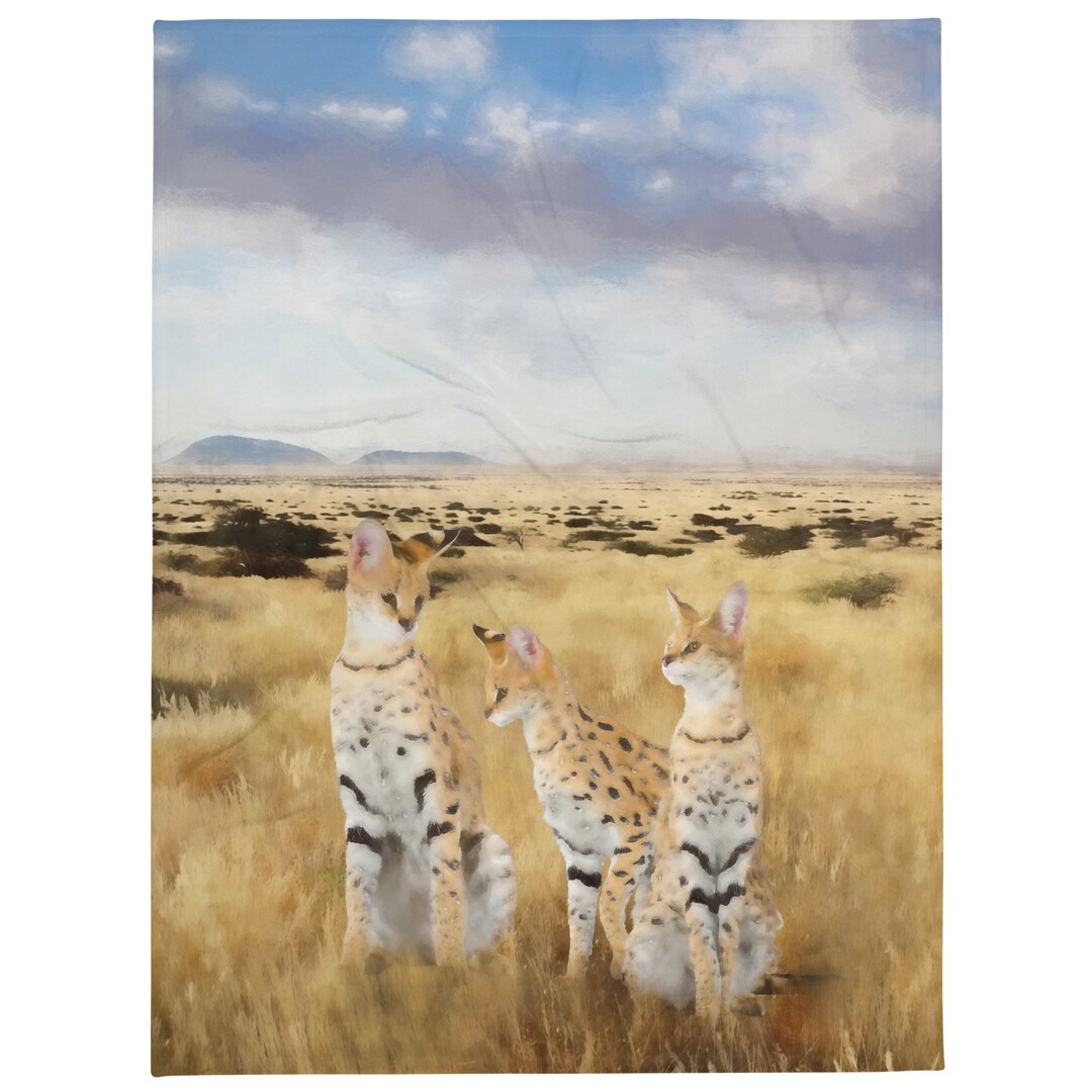 Serval Cats African Savanna Throw Blanket | Gift for Animal Lover | Cat ...